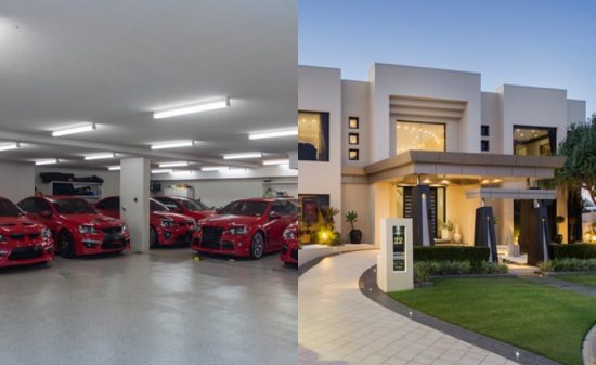 Dit huis heeft een enorme garage voor rode auto's